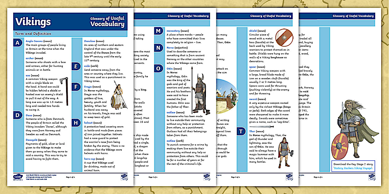 Viking Vocabulary | Glossary of Useful Vocabulary | KS2